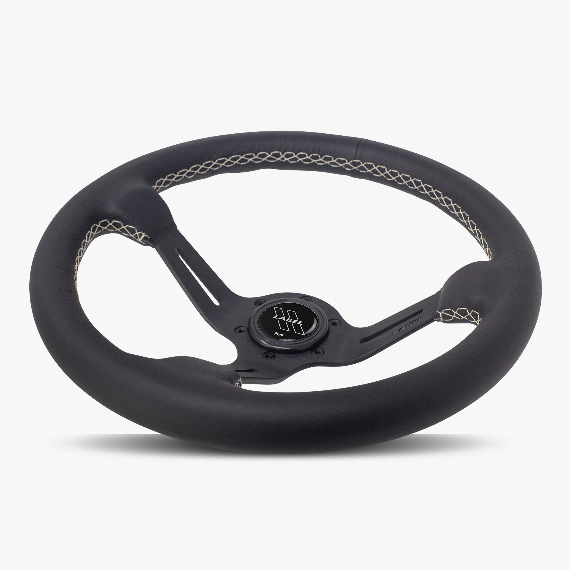 The Le Mans | Black Leather | Black Spoke | White Stitch - Speedzone Performance LLC – Revline ...