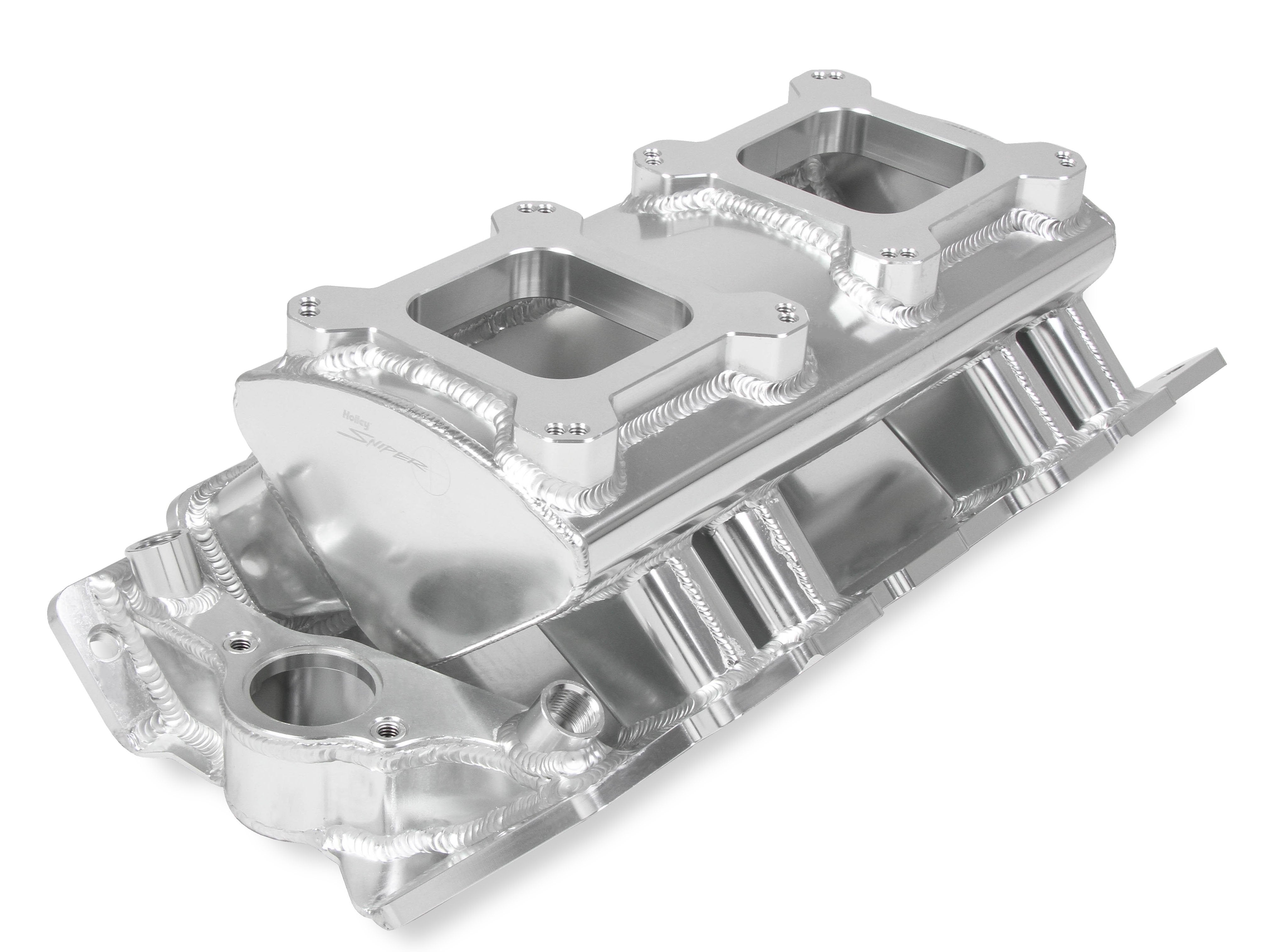 Fabricated Intake Manifold BBC Single Plane 2 x 4150 Silver with Snipe