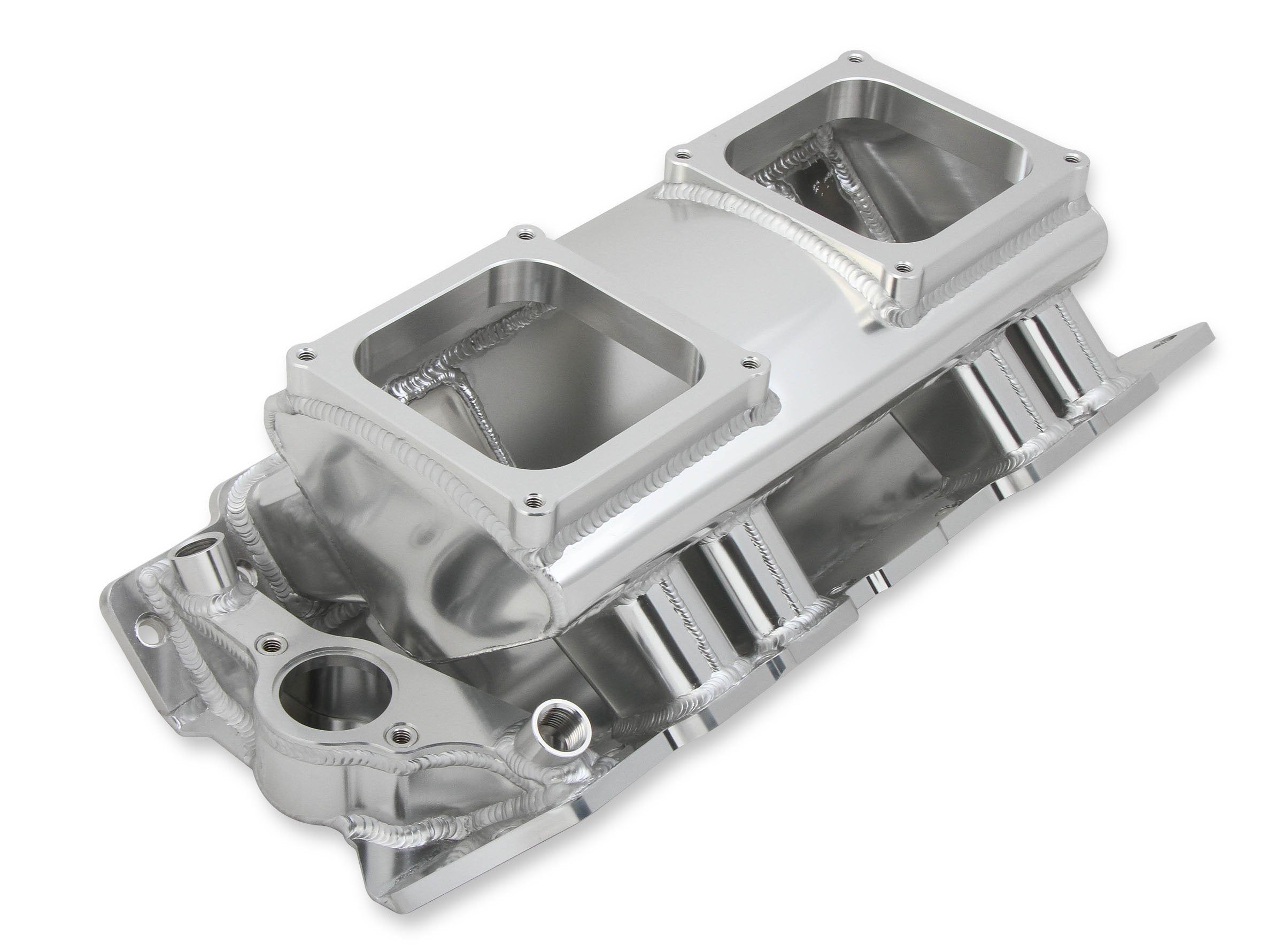 Fabricated Intake Manifold BBC Single Plane 2 x 4500 Silver with Snipe