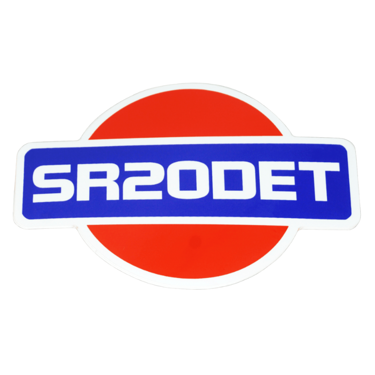 White Vinyl Nissan SR20DET Sticker Decal, 4" x 2.8" - ZSPEC Design LLC